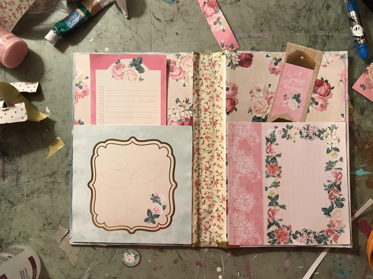 Mixed Media Altered Book Cover - Pink Spark Studio