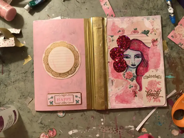 Mixed Media Altered Book Cover - Pink Spark Studio