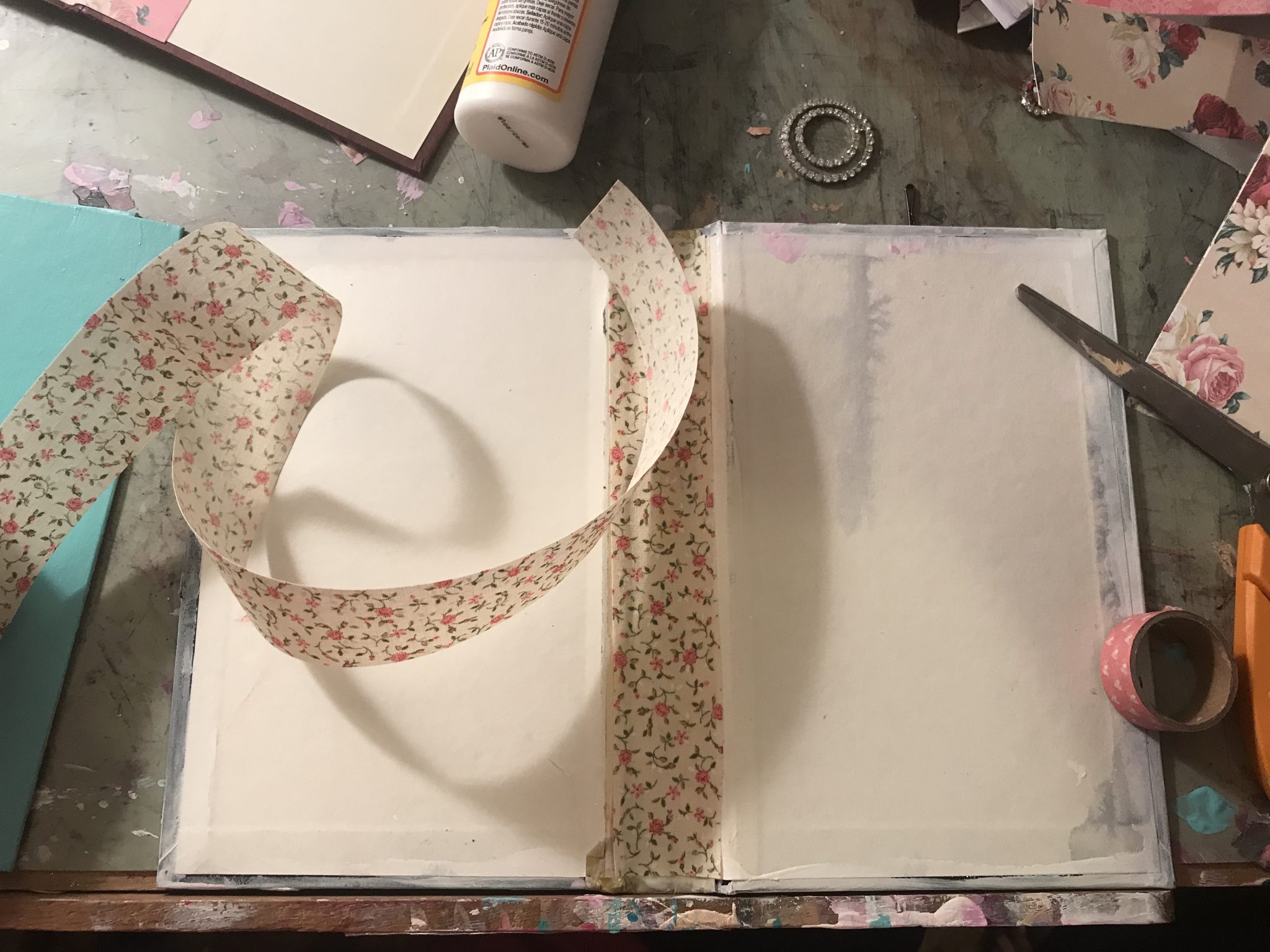 Mixed Media Altered Book Cover - Pink Spark Studio