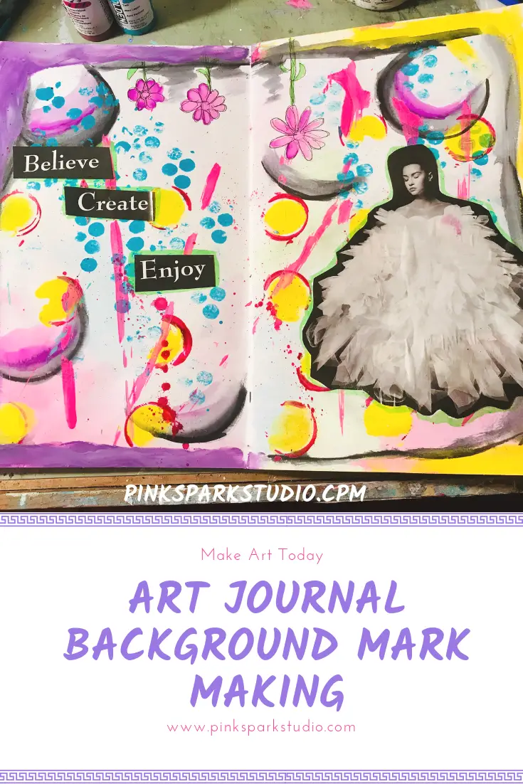 Art Journal Background Mark Making - Pink Spark Studio