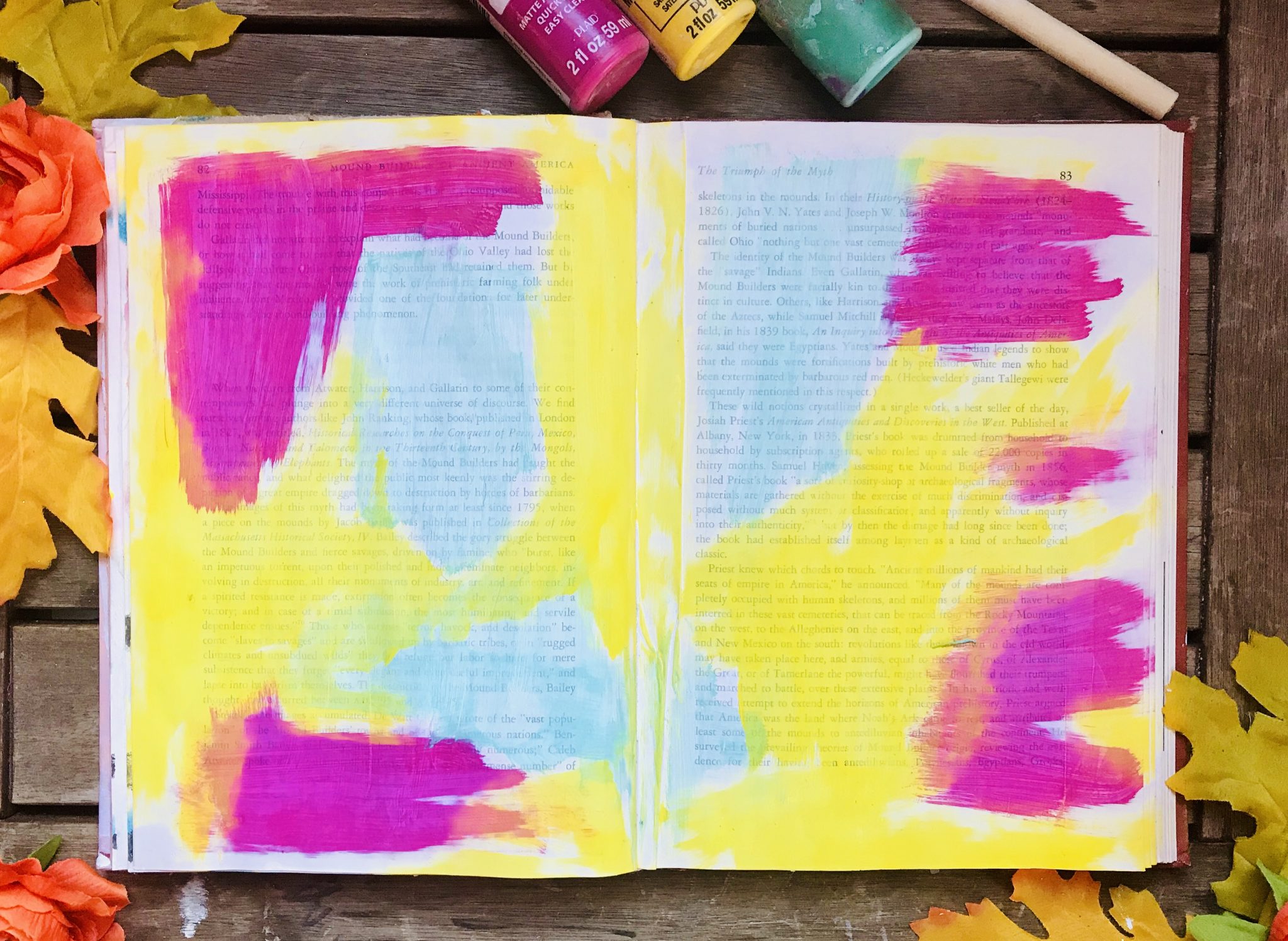 art journal in an old book - Pink Spark Studio