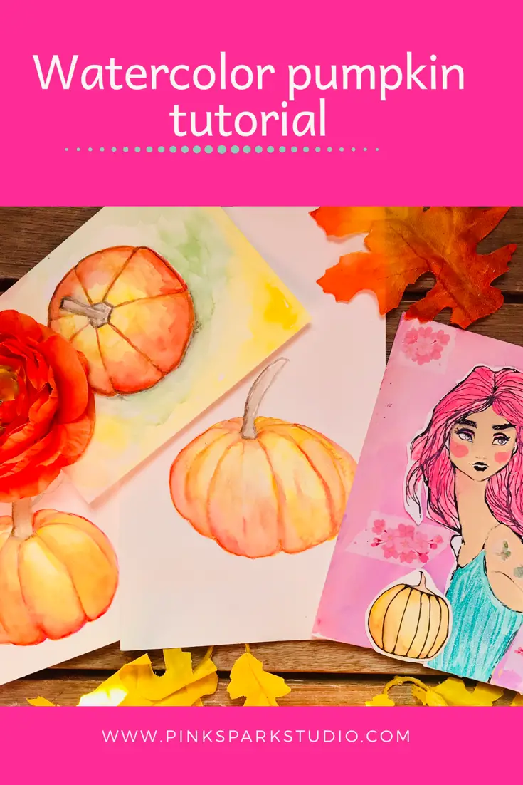 watercolor pumpkin tutorial - Pink Spark Studio