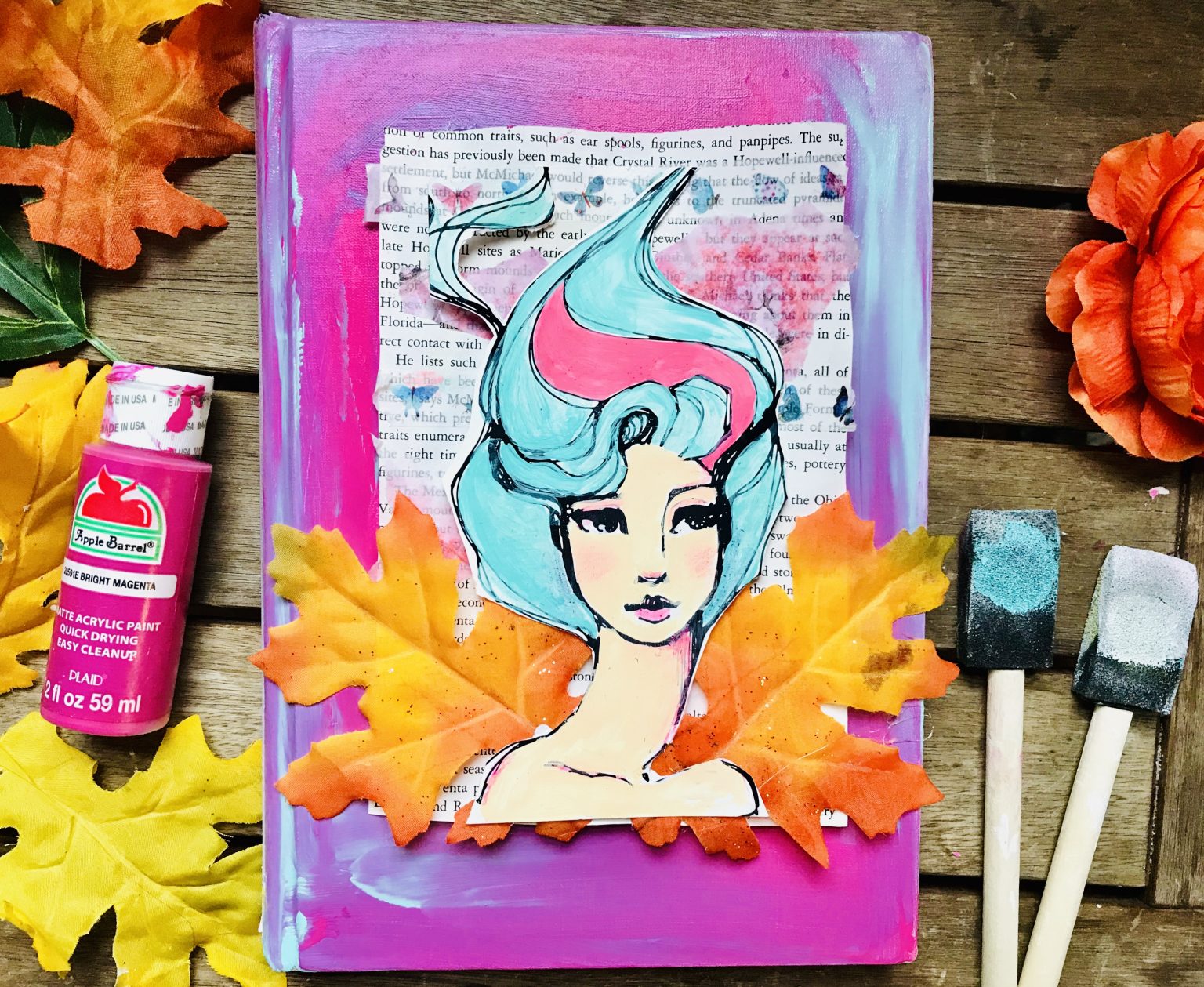 art journal in an old book - Pink Spark Studio