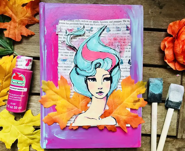 art journal in an old book - Pink Spark Studio